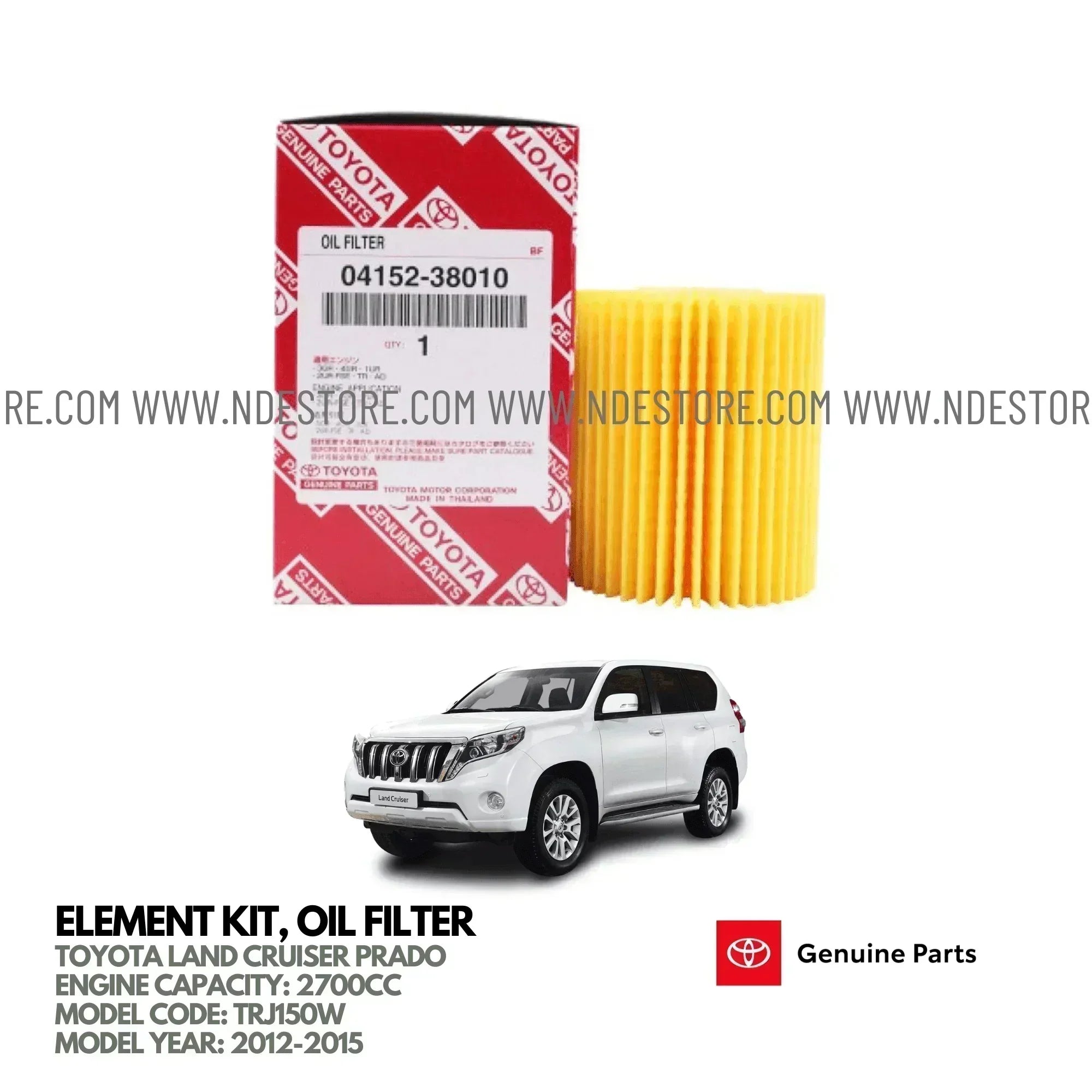 OIL FILTER GENUINE FOR TOYOTA LAND CRUISER PRADO 2700CC (2012-2015 ...