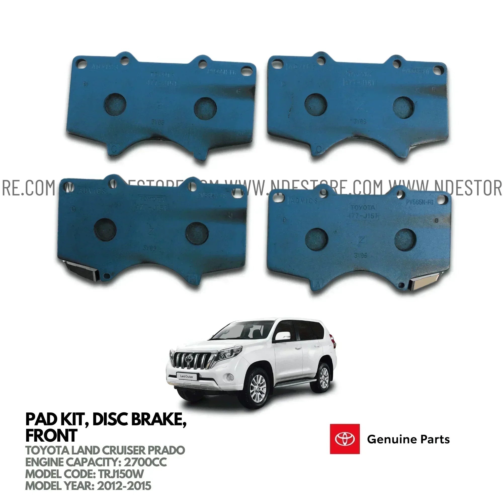 BRAKE DISC PAD FRONT FOR TOYOTA LAND CRUISER PRADO 2700CC (2012-2015 ...