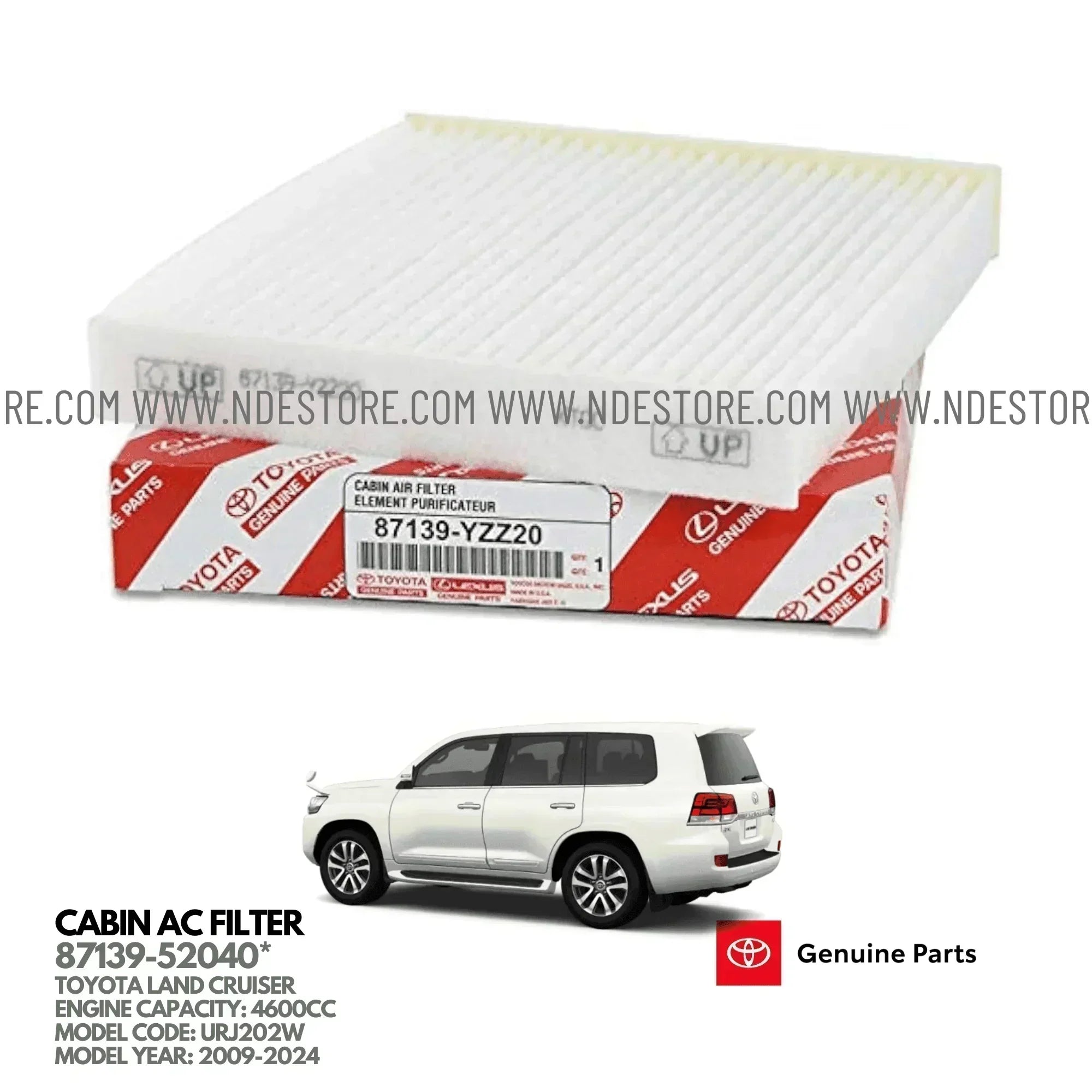 CABIN AC FILTER GENUINE FOR TOYOTA LAND CRUISER 4600CC (2008-2024 ...