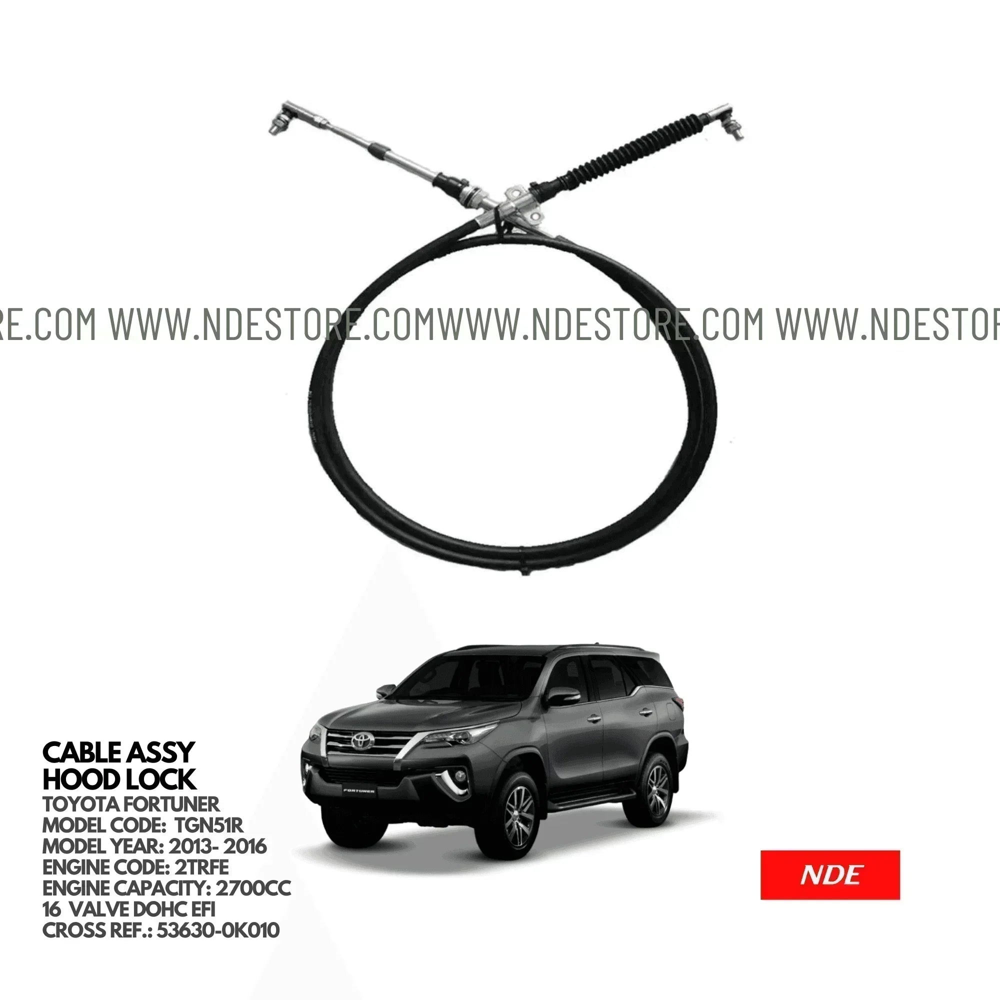 CABLE ASSY, HOOD LOCK CONTROL FOR TOYOTA FORTUNER (2013-2016 ...