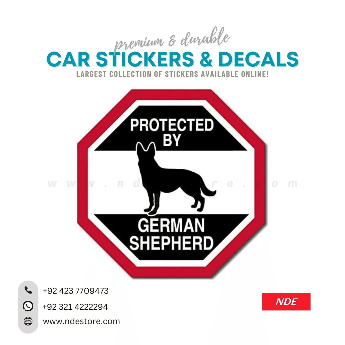 STICKER, PROTECTED BY GERMAN SHEPHERD - NDE STORE