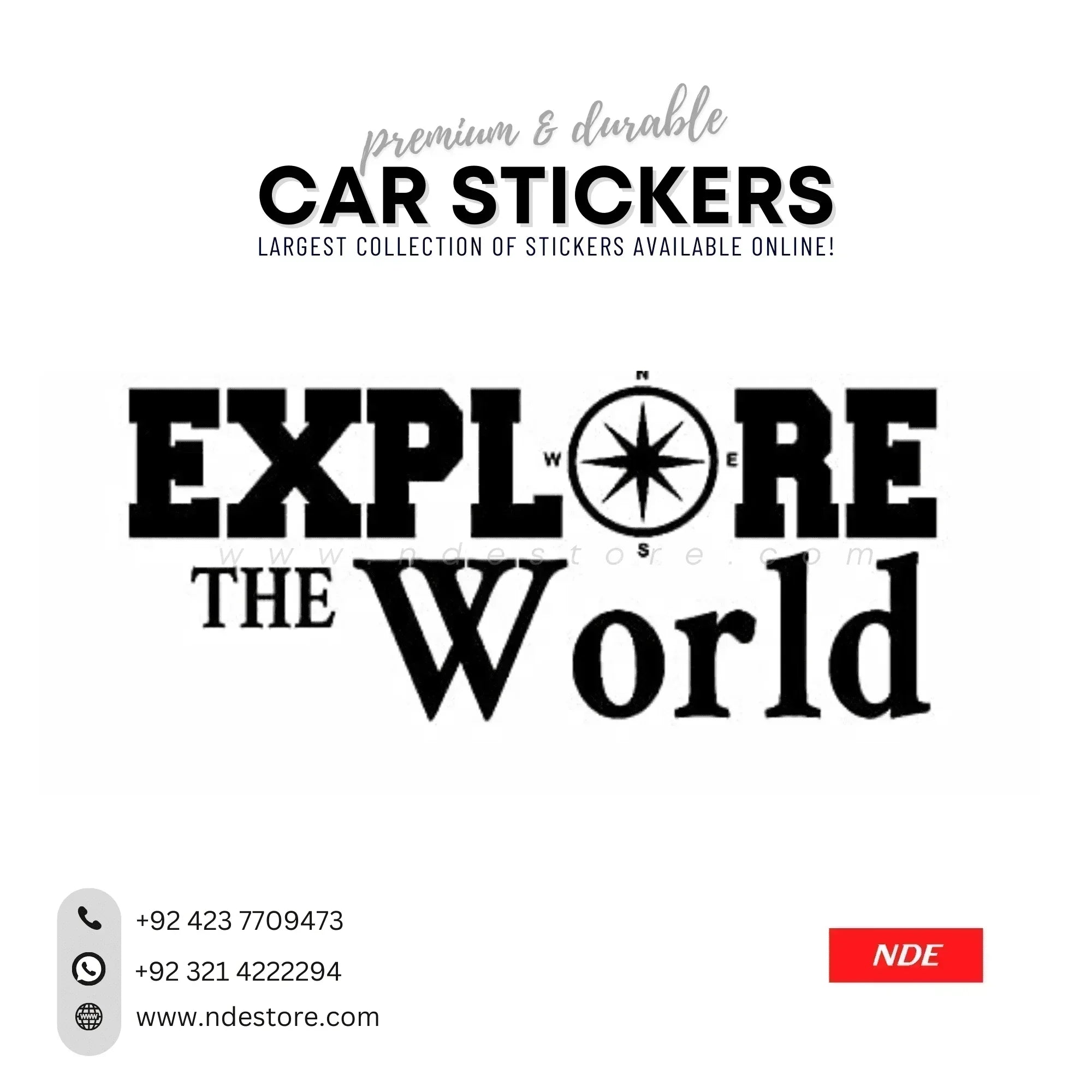 STICKER, EXPLORE THE WORLD (SKU:14151) – NDE STORE
