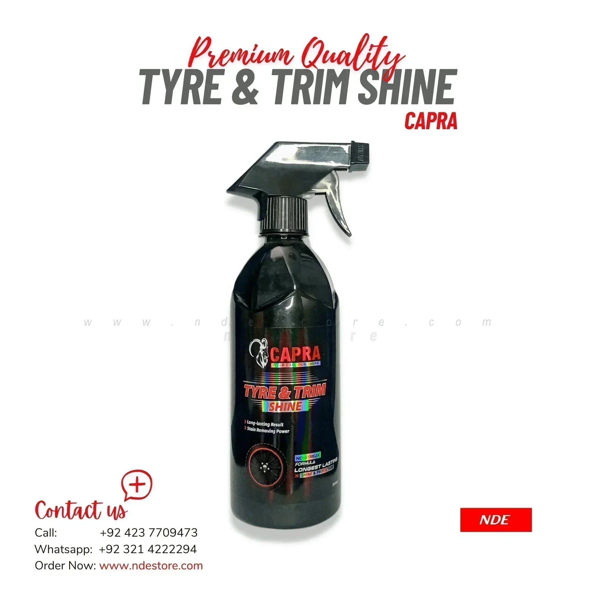 CAPRA TIRE AND TRIM SHINE SPRAY 500ML – NDE STORE