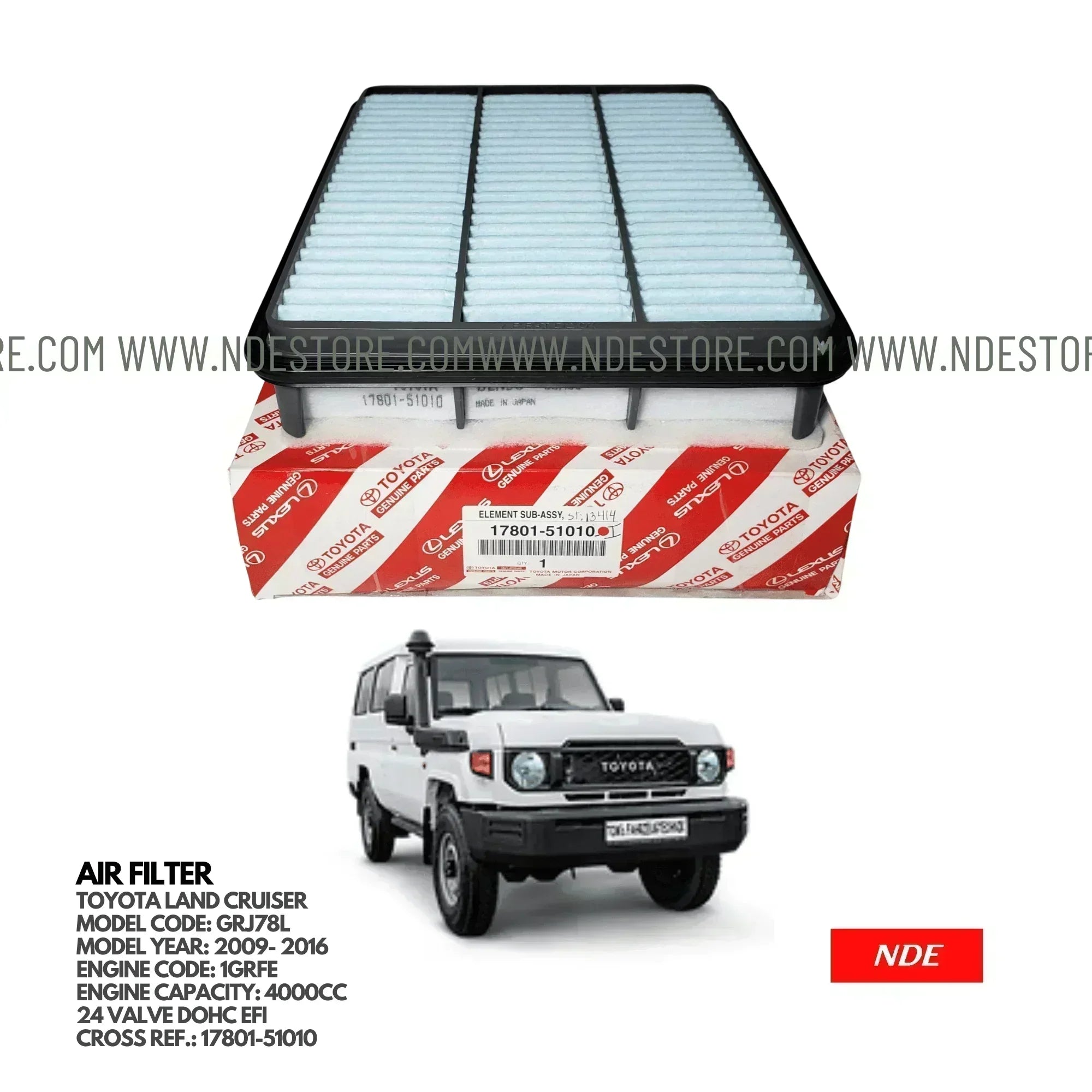 AIR FILTER ELEMENT GENUINE FOR TOYOTA LAND CRUISER GRJ78 (2009-2016 ...