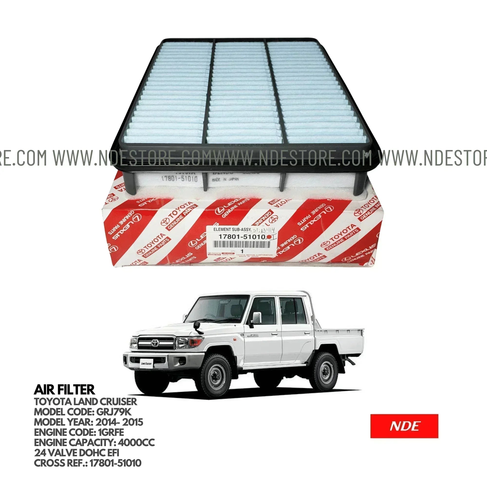 AIR FILTER ELEMENT GENUINE FOR TOYOTA LAND CRUISER GRJ7 (2014-2015 ...