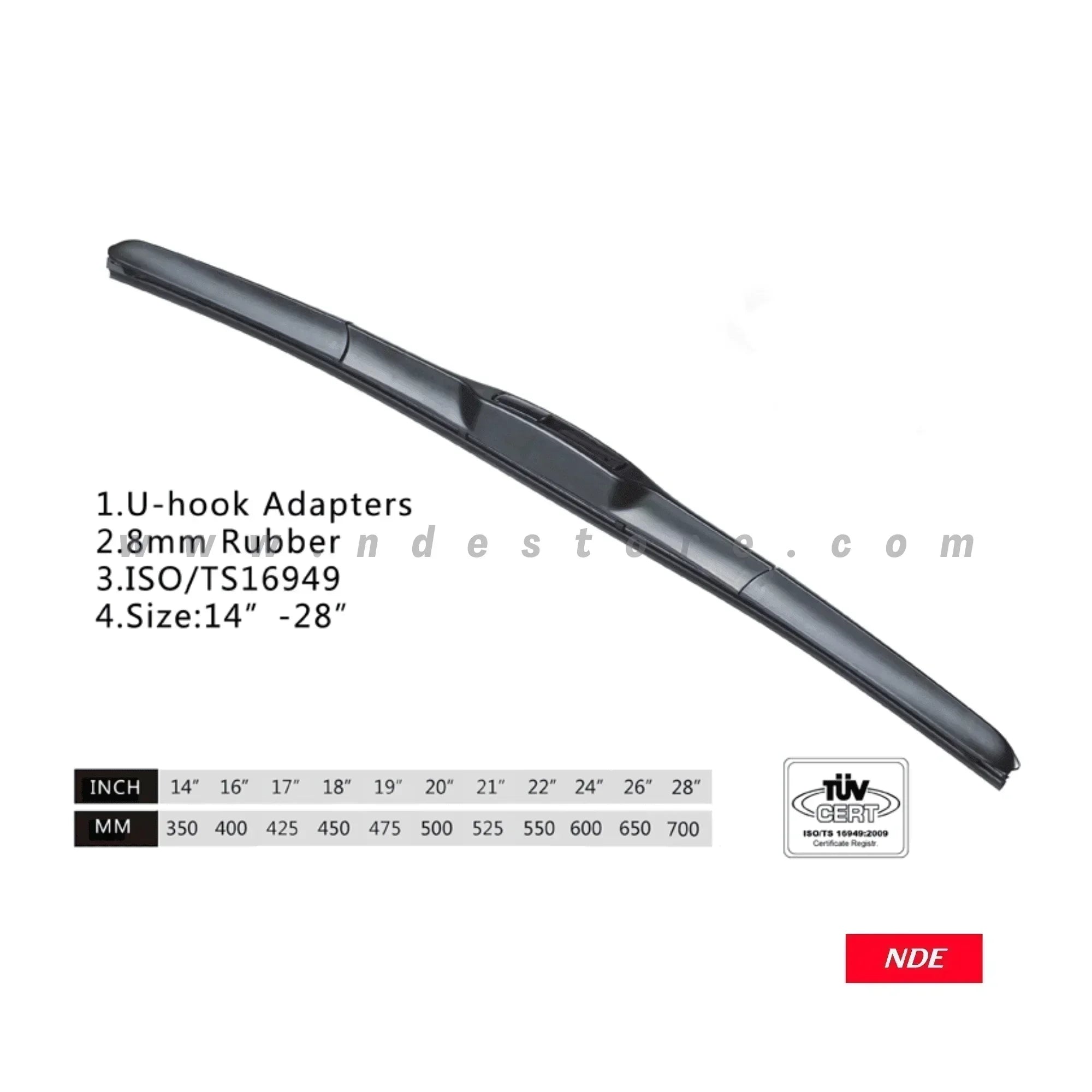 WIPER BLADE AERODYNAMIC TYPE FOR MITSUBISHI MIRAGE - NDE STORE